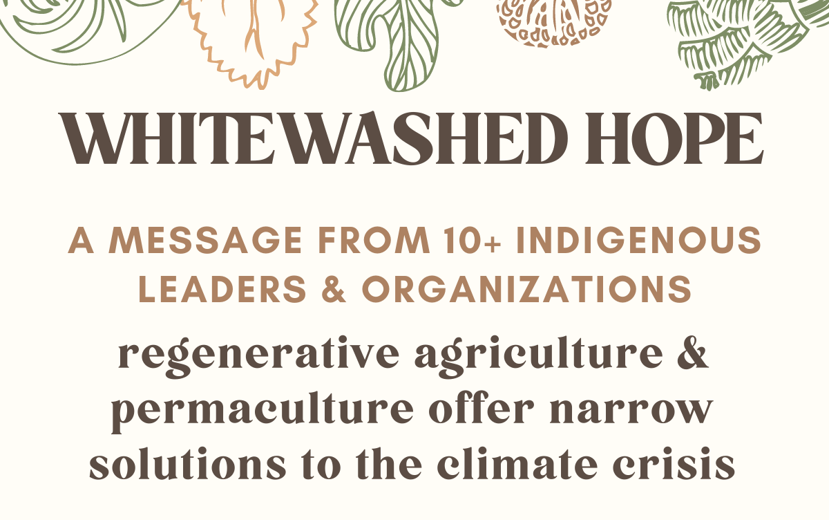 Whitewashed Hope: A Message from 10+ Indigenous Leaders and ...